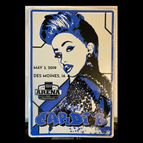 Wall Decor | Htf Cardi B Orig Metal Tour Sign May 3 219 Des Moines New ...